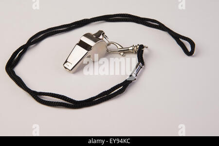 Coaches chrome sports whistle on a rope Stock Photo - Alamy