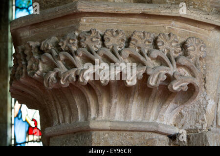 Carved capital, Holy Trinity Church, Shenington, Oxfordshire, England ...