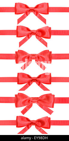 Satin ribbon bows for gift pack in gray color, isolated on white ...