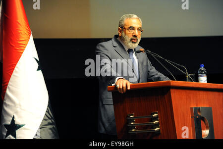 Damascus, Syria. 24th July, 2015. Syrian Information Minister Omran al ...