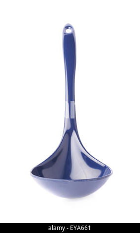 Blue plasic kitchen ladle spoon isolated Stock Photo - Alamy