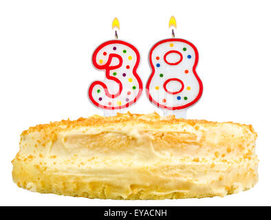 birthday cake with candles number 38 isolated on white background Stock ...