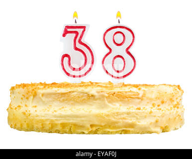 birthday cake with candles number 38 isolated on white background Stock ...