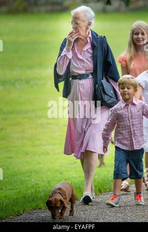 Danish Queen Margrethe II. with her dog during the Royal hunt, hosted ...