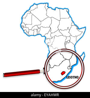 Lesotho outline inset into a map of Africa over a white background Stock Photo - Alamy