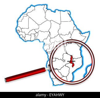 Malawi outline inset into a map of Africa over a white background Stock Photo - Alamy