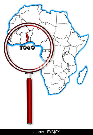 Togo outline inset into a map of Africa over a white background Stock Photo - Alamy