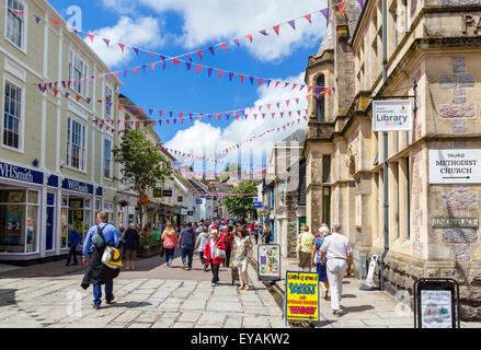 Shops on Pydar Street in the city centre, Truro, Cornwall, England, UK ...