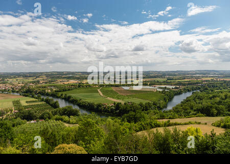 Panorama of Lot valley in Lot-et-Garonne, South-West France Stock Photo ...