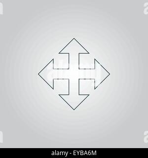 Four sides arrow. Simple flat black symbol with shadow on white ...