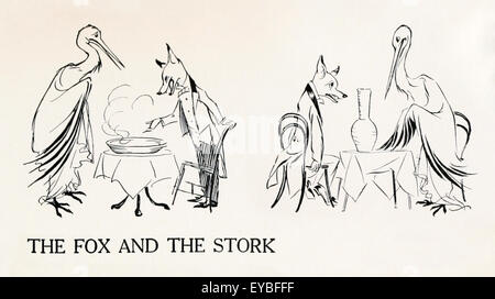 'The Fox and the Stork' (aka Crane) fable by Aesop (circa 600BC). A fox ...