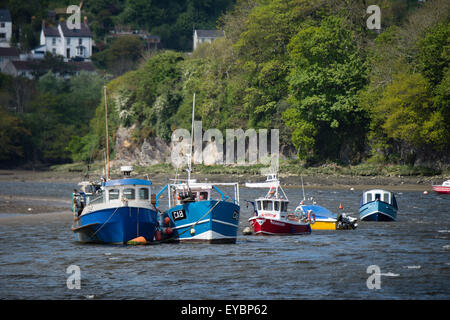Fishing boat at anchor on the River Forth at Alloa, Scotland Stock ...