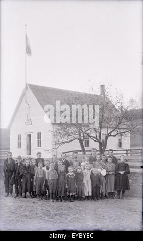 One Room Schoolhouse with Students and Teacher early 1900s, American ...