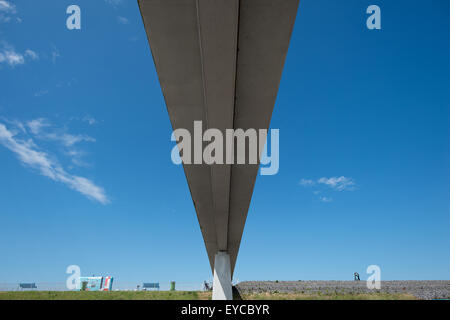 Den Oever, Netherlands, pedestrian bridge on the Afsluitdijk Stock ...