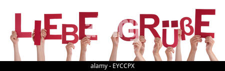 People Hands Building Word Liebe Gruesse Means Many Greetings, Ocean ...