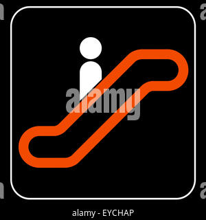 Warning sign with escalator symbol Stock Photo - Alamy