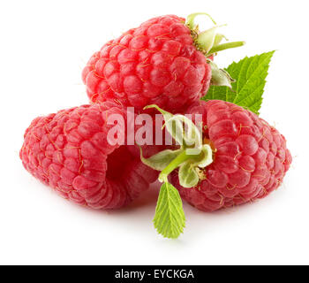 Fresh raspberries isolated on white background with clipping path Stock ...