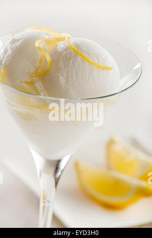 Fresh lemon ice cream served on a plate Stock Photo - Alamy