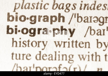 Biography text concept Stock Photo - Alamy