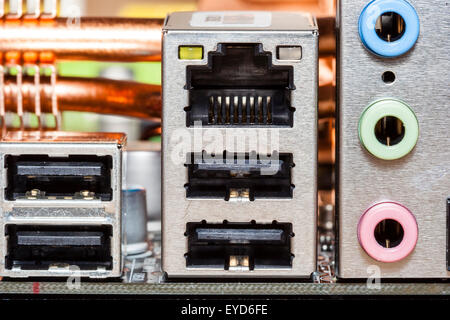 Back panel connectors computer motherboard Stock Photo - Alamy