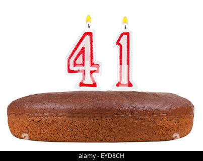 birthday cake with candles number 41 isolated on white background Stock ...