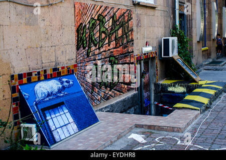 Yerevan pub entrance Urban artwork and street scene featuring murals ...