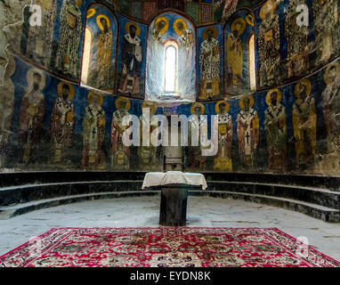 Akhtala Monastery Beautiful interior of ancient chapel with frescoes in ...