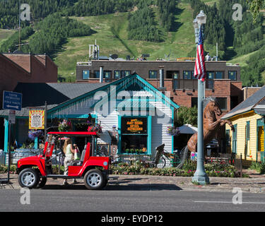 USA, Downtown shopping district of Aspen; Colorado Stock Photo ...
