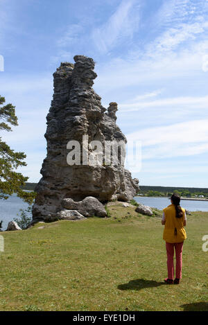 Rauk (Cliff) Jungfrun (Virgin) near Lickershamn, Isle of Gotland ...