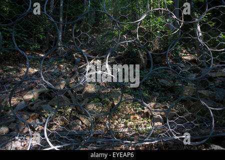 Boulder traps stopping falling rocks above the South Tyrolean town of ...