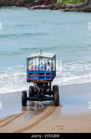 The sea tractor which crosses between Burgh Island and Bigbury-on-Sea ...