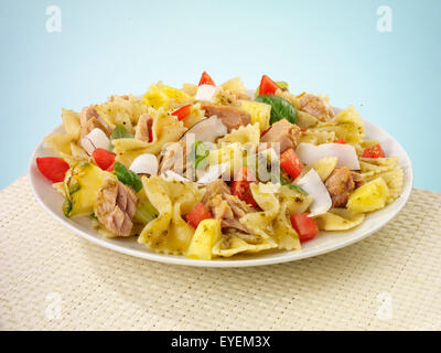 Pasta Farfalle with fresh Tuna fish and tomato Stock Photo - Alamy
