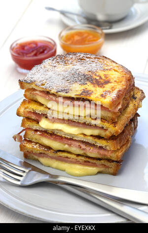 Fried ham and cheese Monte Cristo sandwich isolated on a white ...