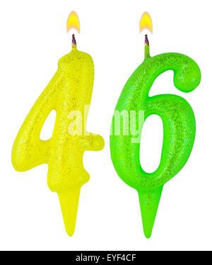 Birthday candles number forty six isolated on white background Stock ...