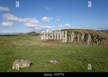 Vindolanda Roman fort, view from the remains of a Roman bath house ...