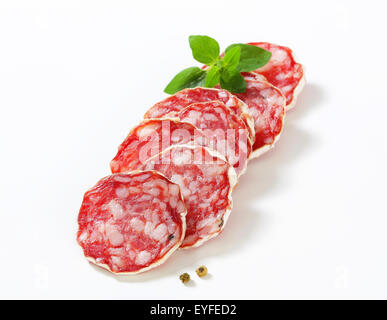 Sliced French Saucisson Sec - studio shot Stock Photo - Alamy