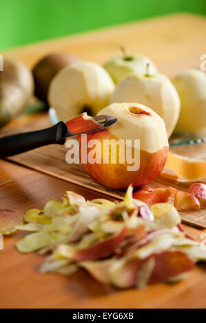 Peeled red apples Stock Photo - Alamy