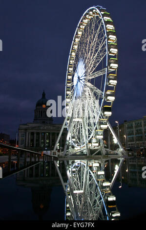 The Nottingham Eye at night, at the Market Square in Nottinghamshire ...