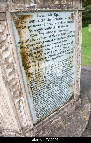 The tomb of Boatswain, Lord Byron's dog, at Newstead Abbey. The tomb ...