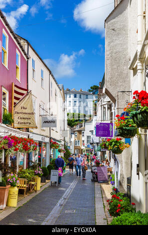 Shops on Foss Street in the town centre, Dartmouth, South Hams, Devon ...