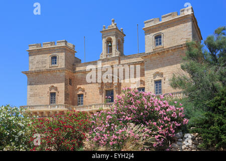 Malta, Mellieha, Selmun Palace, exterior view of a neo-classical stone ...