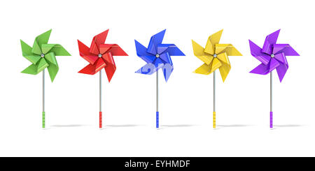 Five colorful five sided pinwheels. 3D Stock Photo - Alamy