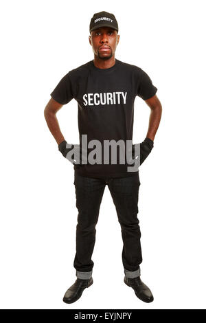 African bodyguard from personal security in a suit with a radio set ...