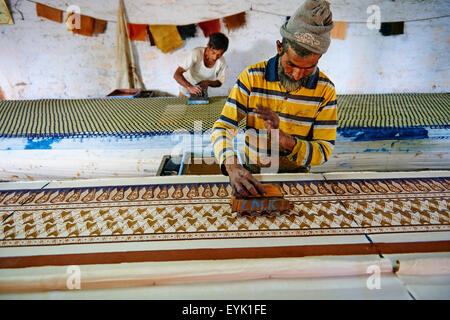 India, Gujarat, Kutch, Bhuj, textile village of Bhujodi, textile ...