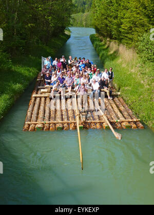 Germany, Upper Bavaria, the Isar, raft journey with Wolfratshausen ...