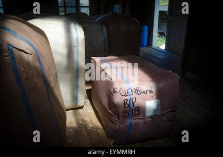 Wool bales in shearing shed, Glenburn, Wairarapa, North Island, New ...
