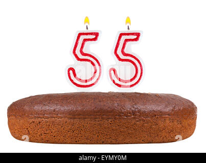 birthday cake with candles number 55 isolated on white background Stock ...