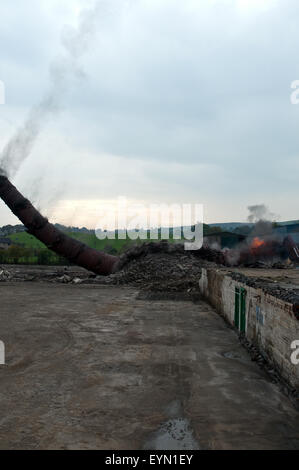 Falling Chimney,1 of a series of 13 shots of a brick built chimney ...