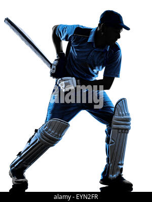 Cricket player batsman in silhouette shadow on white background Stock ...