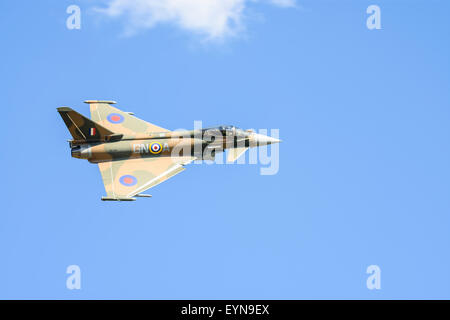 A Typhoon fighter jet painted in the Battle of Britain era paint scheme ...